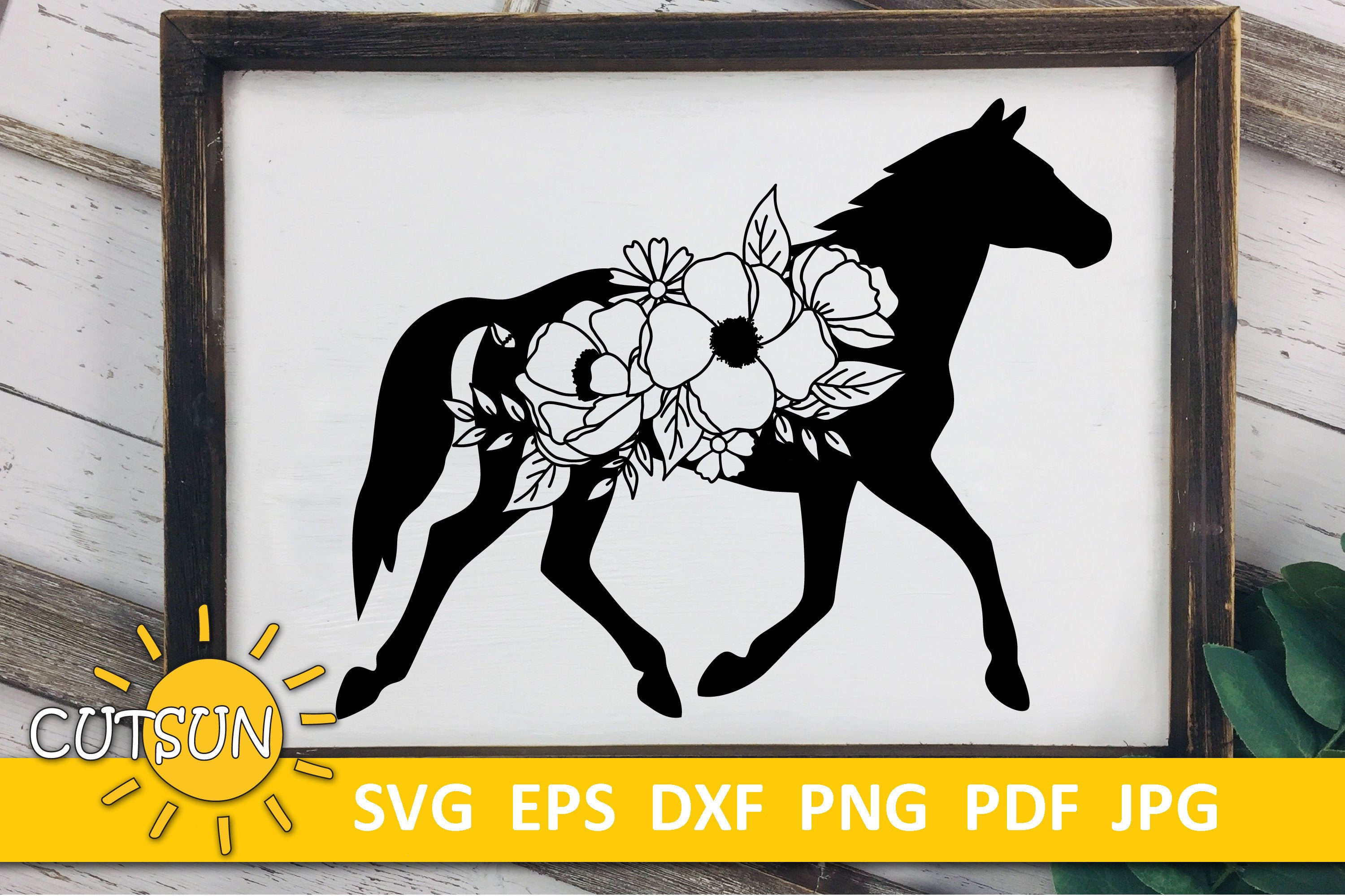Floral Horse Svg Horse Svg Flower Horse Svg Farmhouse - Etsy