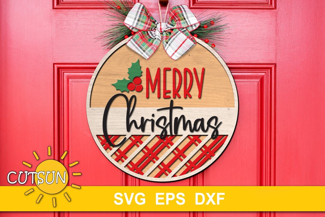 Christmas Door Sign Svg Merry Christmas Round Sign Svg Merry Christmas