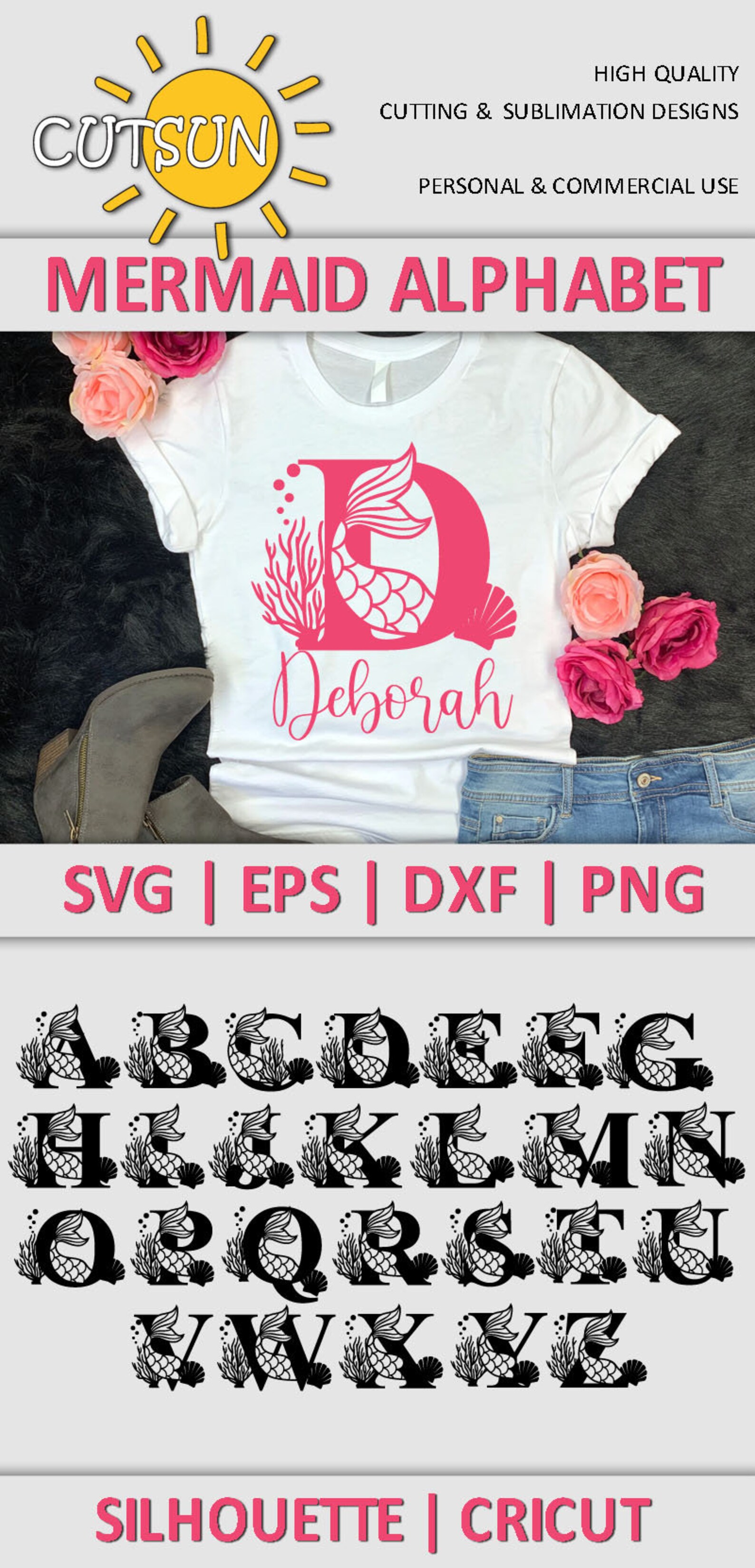 Mermaid Letters A-Z SVG Mermaid Alphabet SVG Monogram SVG - Etsy