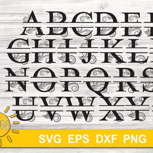 A-Z Split Monogram SVG Swirls | Letter SVG | Split Letters SVG | Split ...