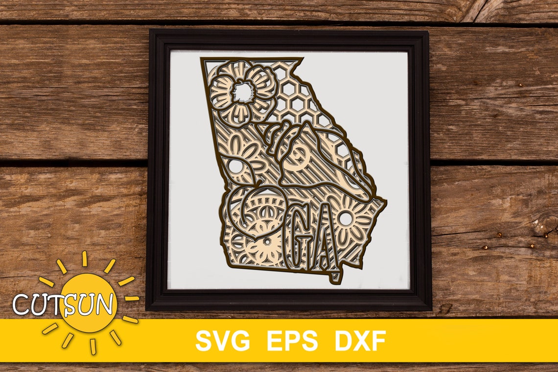 Layered 3D Mandala Georgia State SVG 5 Layers 3D Layered DXF - Etsy