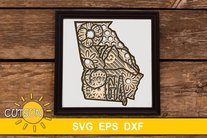 Layered 3D Mandala Georgia State SVG 5 Layers 3D Layered DXF - Etsy