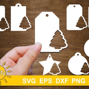 Christmas Tags SVG Bundle Christmas Tree Tags SVG - Etsy