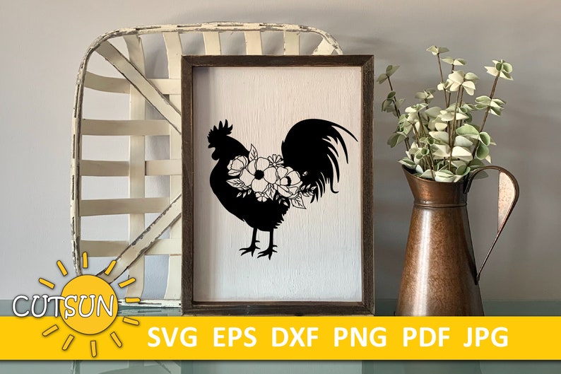 Floral Rooster Svg Rooster Svg Flower Rooster Svg - Etsy