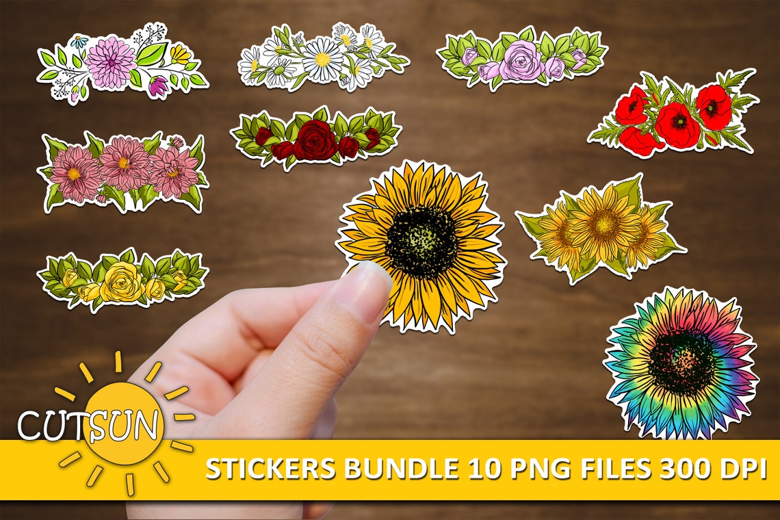 Flower Stickers Bundle Floral Stickers Bundle 300 Dpi - Etsy