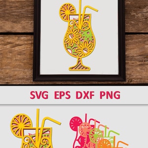 3D Cocktail Layered Mandala SVG File 3 3D Layered DXF Laser Cut ...