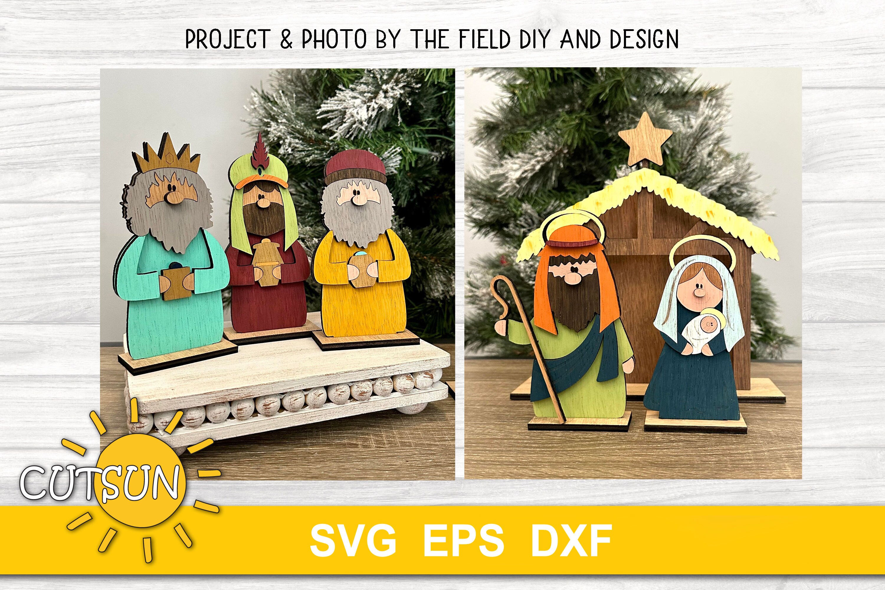 Nativity Scene Shelf Sitters SVG | Cute Christmas Shelf Decor | Laser ...