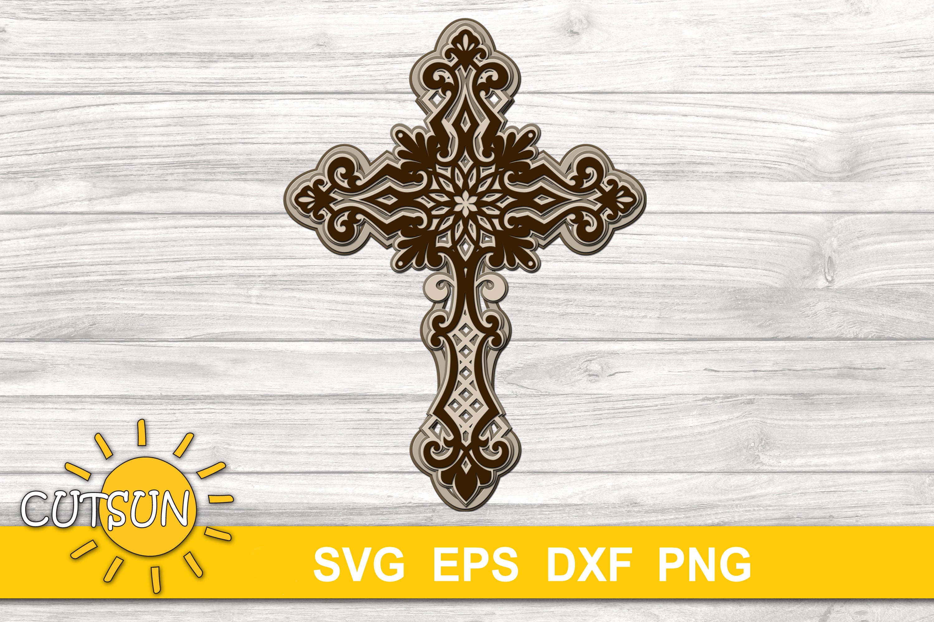 3D Layered Cross SVG 2 Multilayered Cross Floral SVG | Etsy