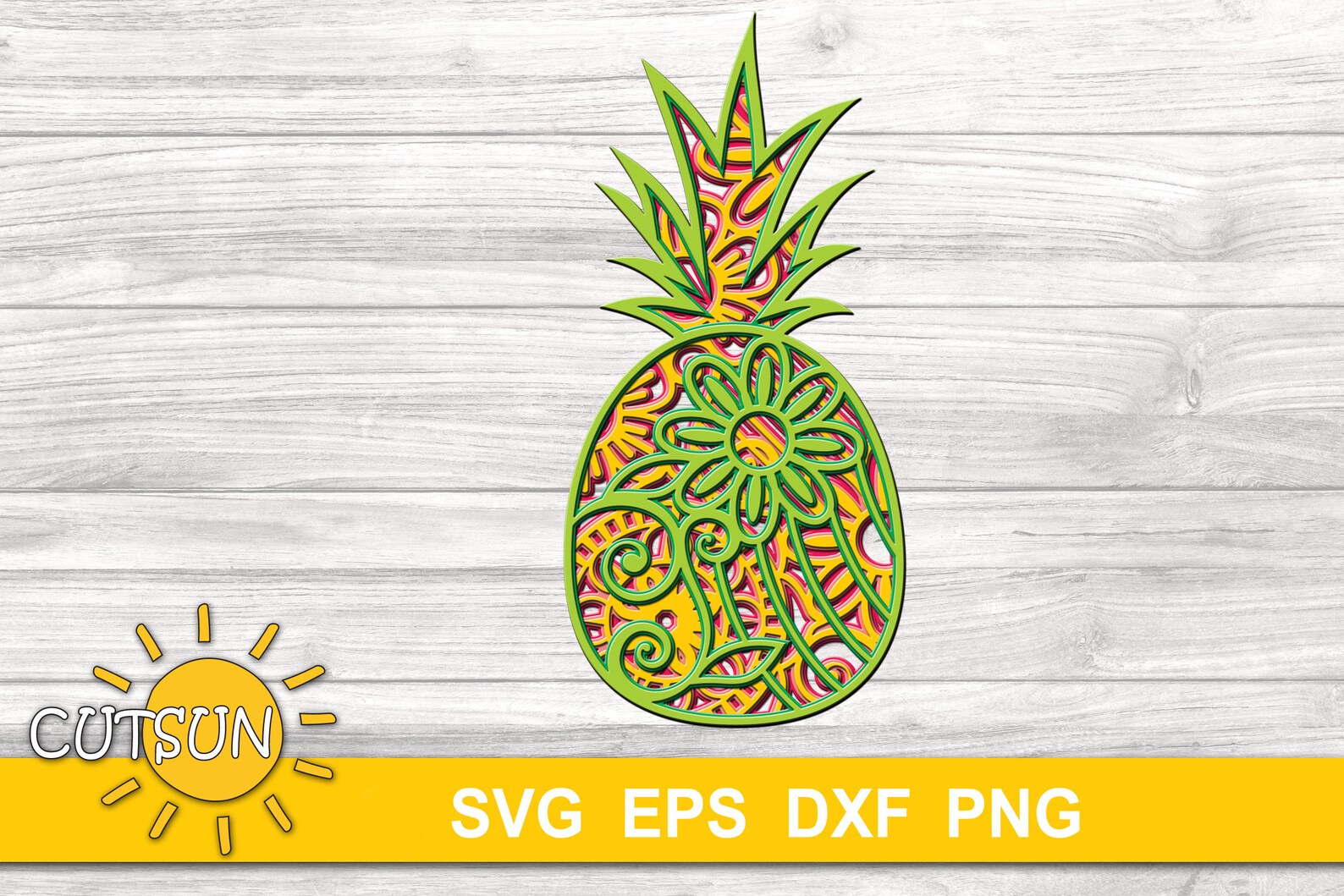 3D Pineapple Layered Mandala SVG File 3D Layered DXF Laser - Etsy