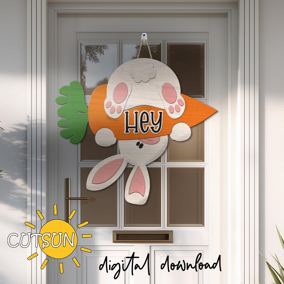 Easter Bunny Door Hanger SVG | Upside Down Bunny, Welcome Sign (laser ...
