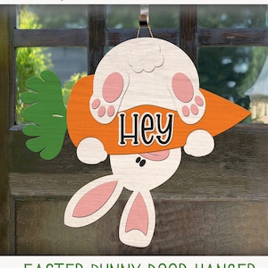 Easter Door Hanger SVG | Easter Bunny Welcome Sign | Upside Down Bunny SVG | Easter Front Door ...