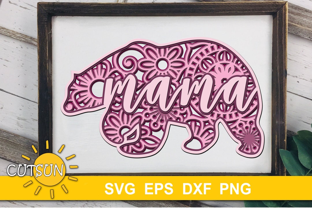 3D Layered Mandala Mama Bear SVG 5 Layers Cut File | Glowforge Svg ...