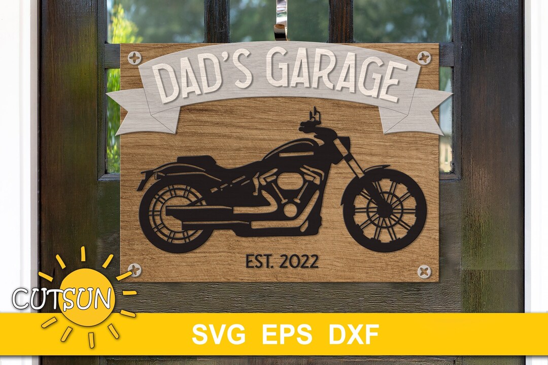 Dad's Garage Motorcycle Sign SVG Father's Day Gift SVG Glowforge SVG Laser Cut File Cricut Svg ...