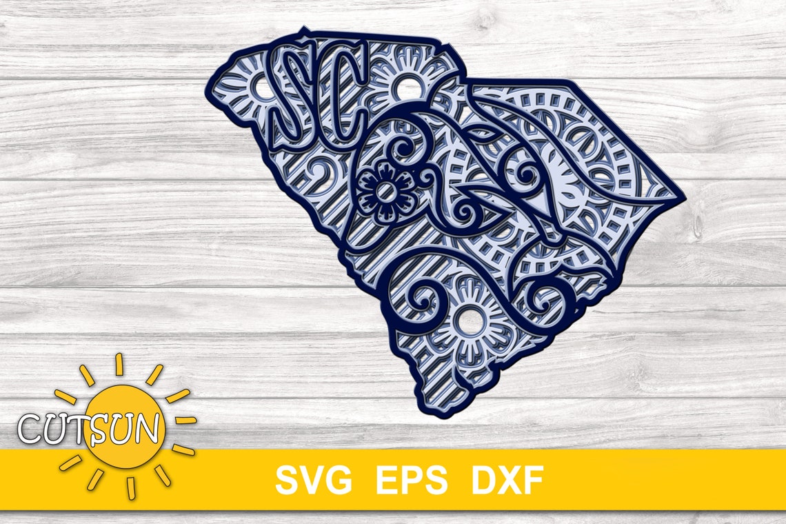 Layered 3D Mandala South Carolina State SVG 5 Layers 3D | Etsy