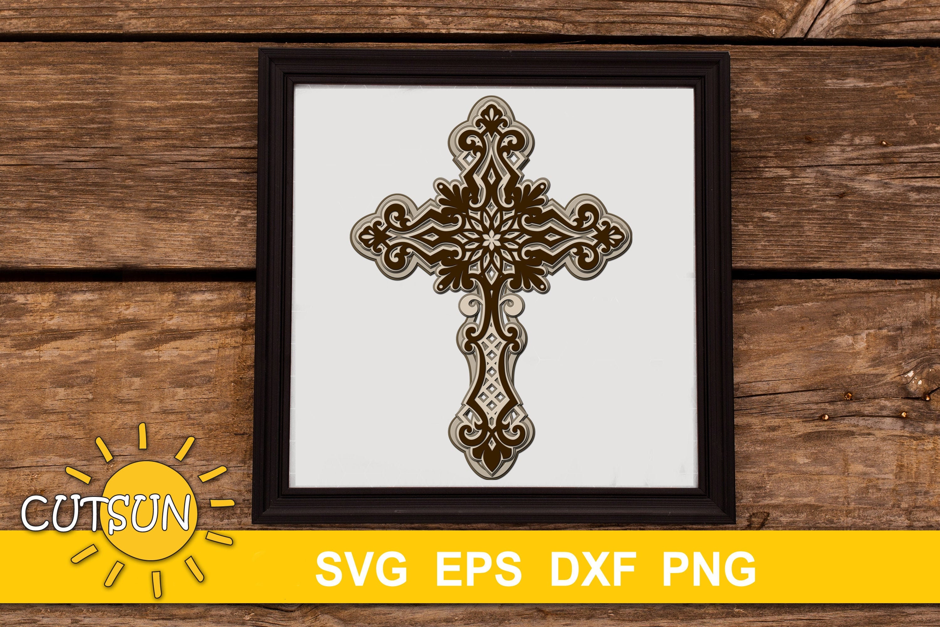 3D Layered Cross SVG 2 Multilayered Cross Floral SVG | Etsy