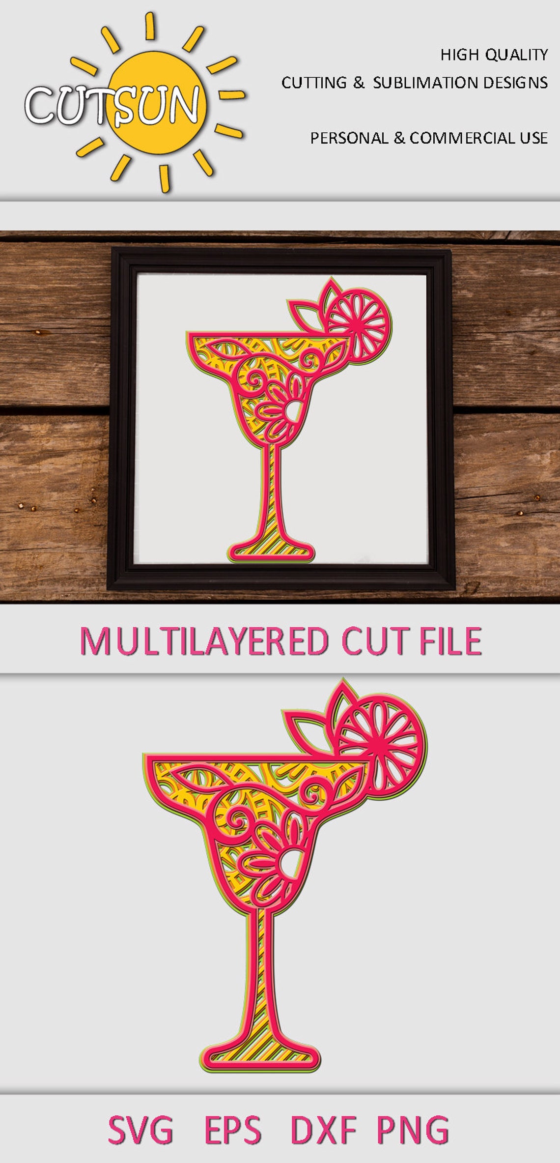3D Cocktail Layered Mandala SVG file 1 3D layered DXF | Etsy