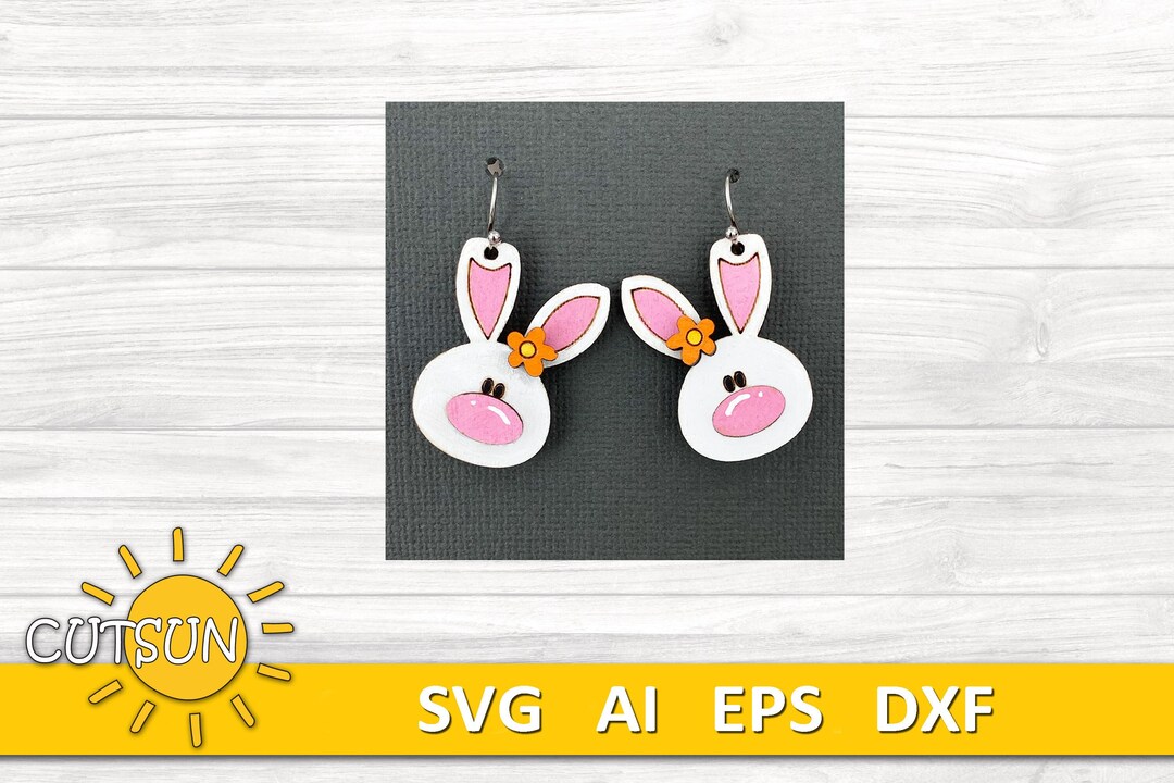 Easter Bunny Earring SVG Floral Easter Earrings Svg Easter Dangle ...