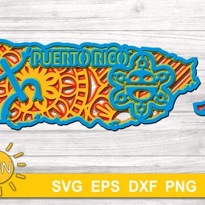 Layered 3D Mandala Puerto Rico SVG | 5-layer Laser Cut File | Glowforge ...