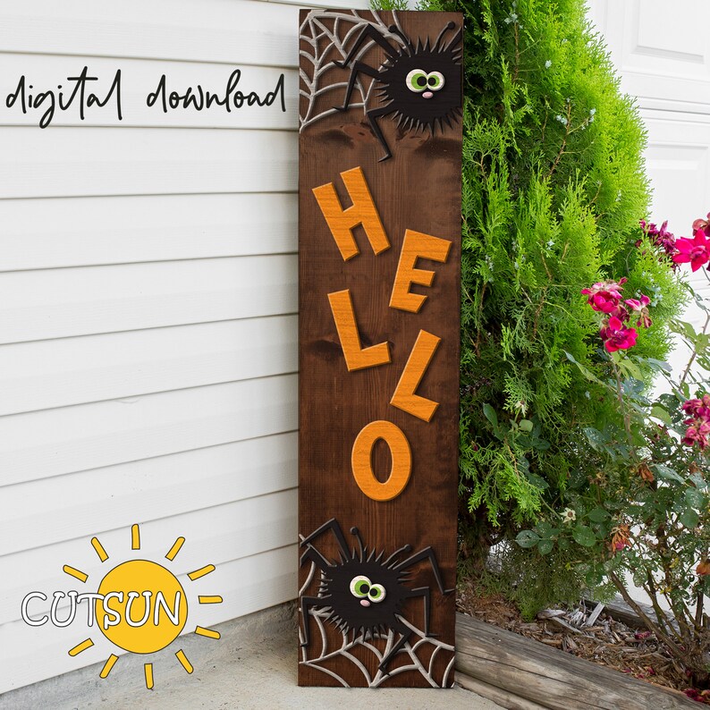 Spiders Vertical Porch Sign SVG | Halloween Vertical Welcome Sign ...