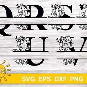 Floral Split Letters A-Z SVG | Floral Split Alphabet SVG | Split ...