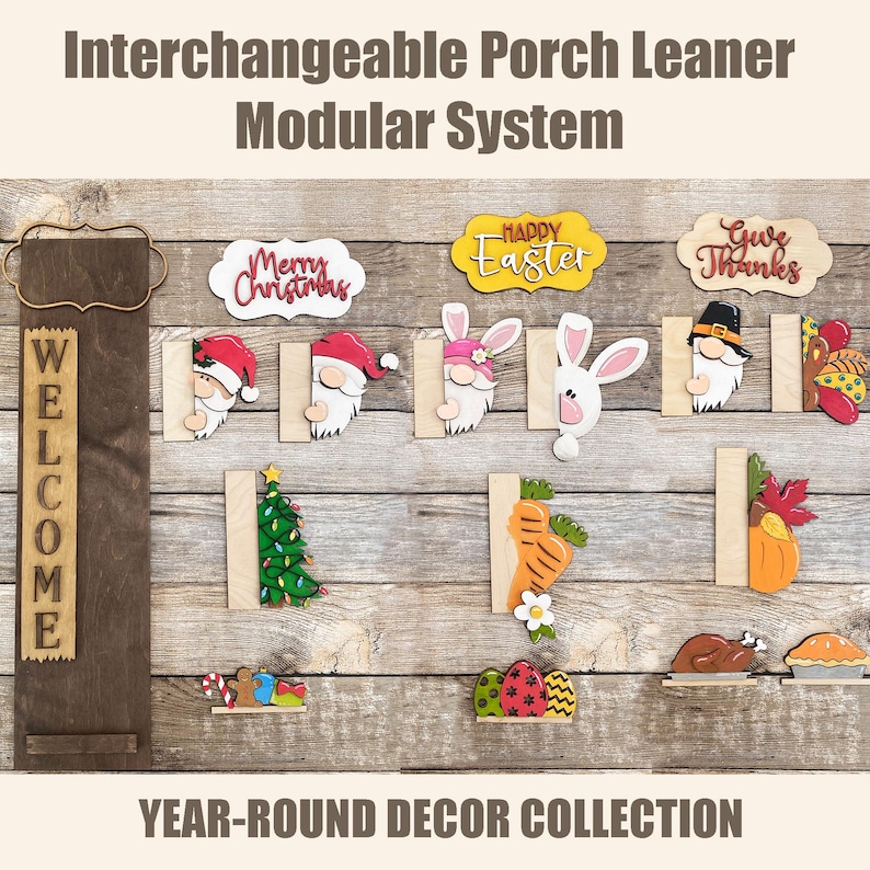 Interchangeable Vertical Porch Leaner SVG Bundle | Interchangeable ...