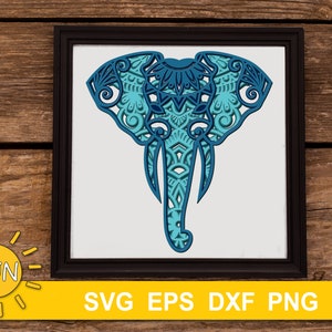 3D Layered Mandala Elephant Head SVG 5 Layers Cut File | Glowforge Svg ...