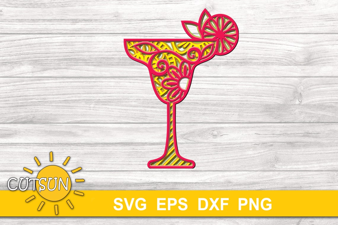 3D Cocktail Layered Mandala SVG file 1 3D layered DXF | Etsy