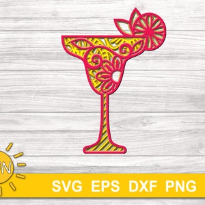 3D Cocktail Layered Mandala SVG File | 1 | 3D Layered DXF Laser Cut ...