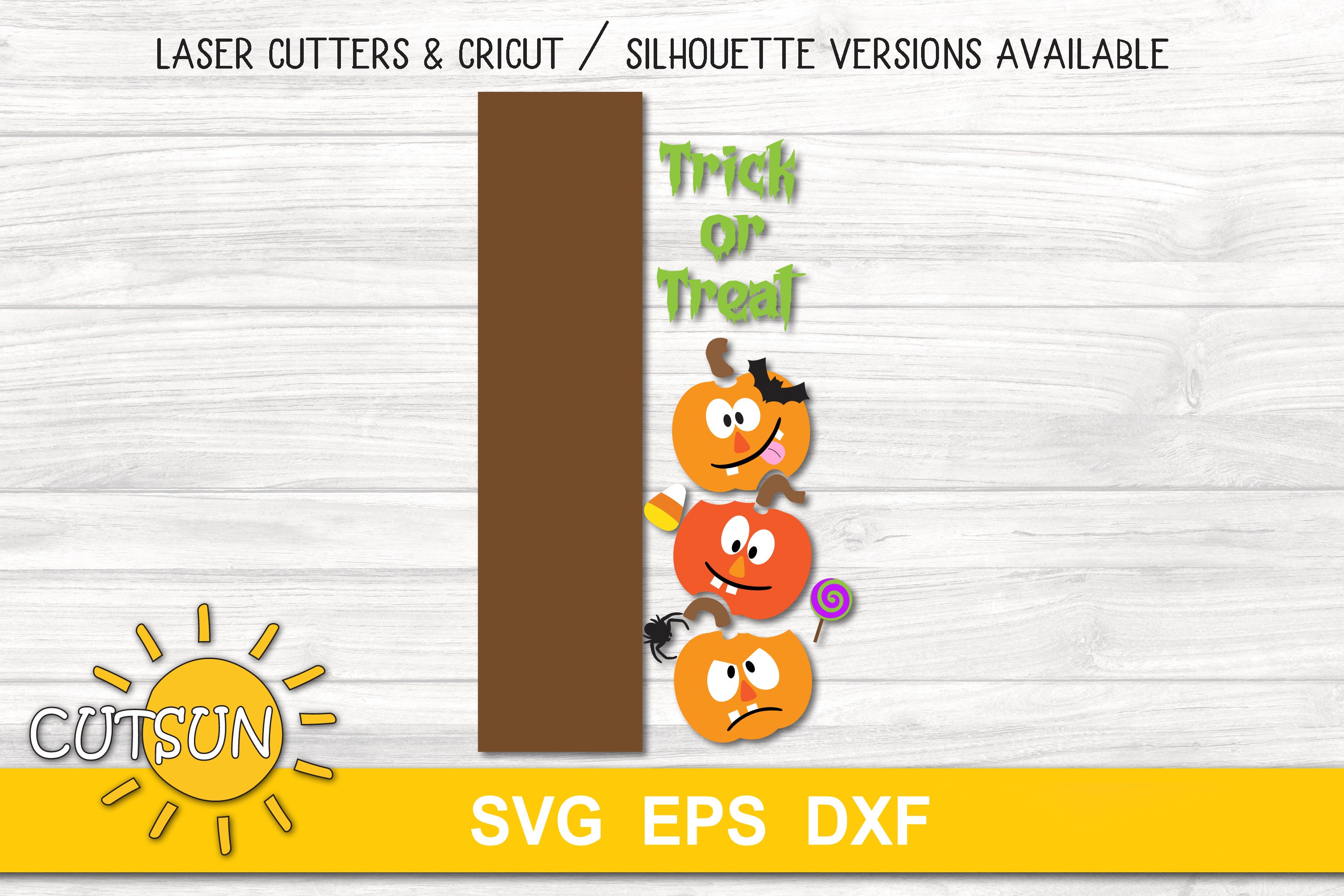 Halloween Pumpkins Porch Sign SVG | Vertical Porch Leaner | Laser Cut ...