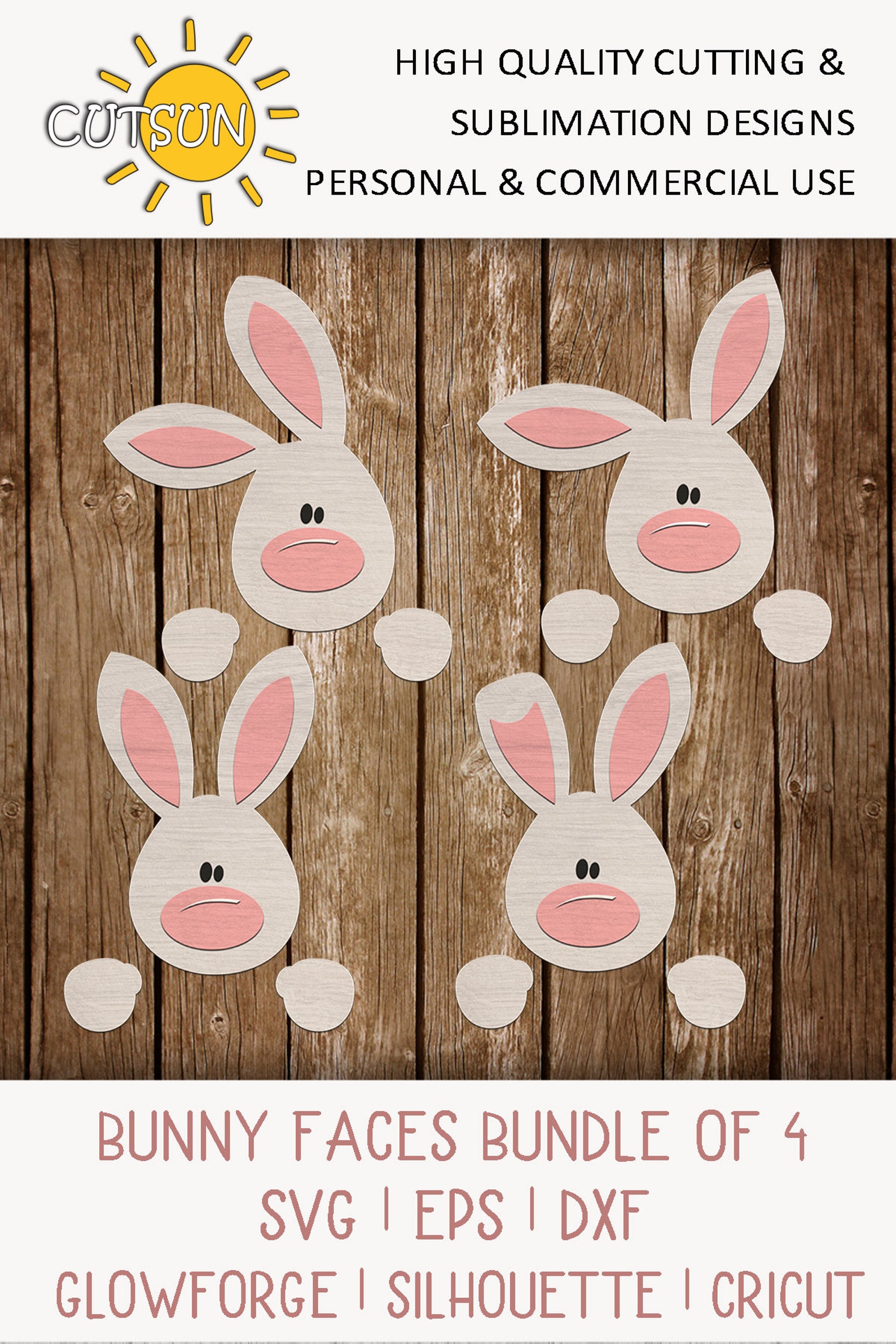 Easter Bunny SVG Bunny Faces SVG Laser Cut File Cute Bunny Basket Tags ...