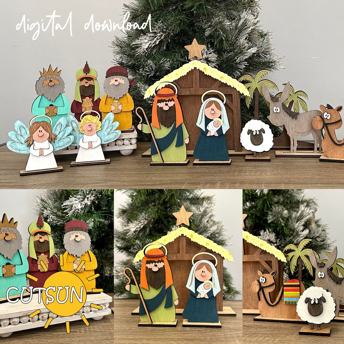Nativity Scene Shelf Sitters SVG | Cute Christmas Shelf Decor | Laser ...