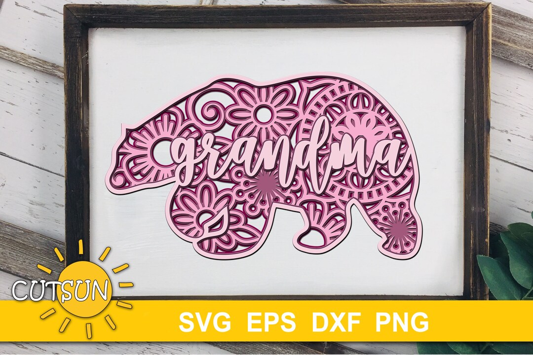 3D Layered Mandala Grandma Bear SVG 5 Layers Cut File - Etsy