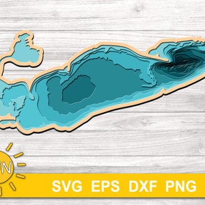 Layered Lake Erie Map SVG EPS DXF - 11 Layers | Cricut | Silhouette ...