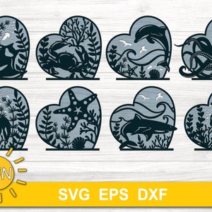 Sea Hearts Shelf SVG Heart Svg Heart Table Top Svg Standing Hearts ...