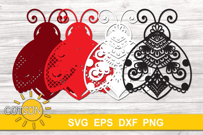 3D Layered Mandala Lady Bug SVG 4 Layers Cut File Glowforge | Etsy