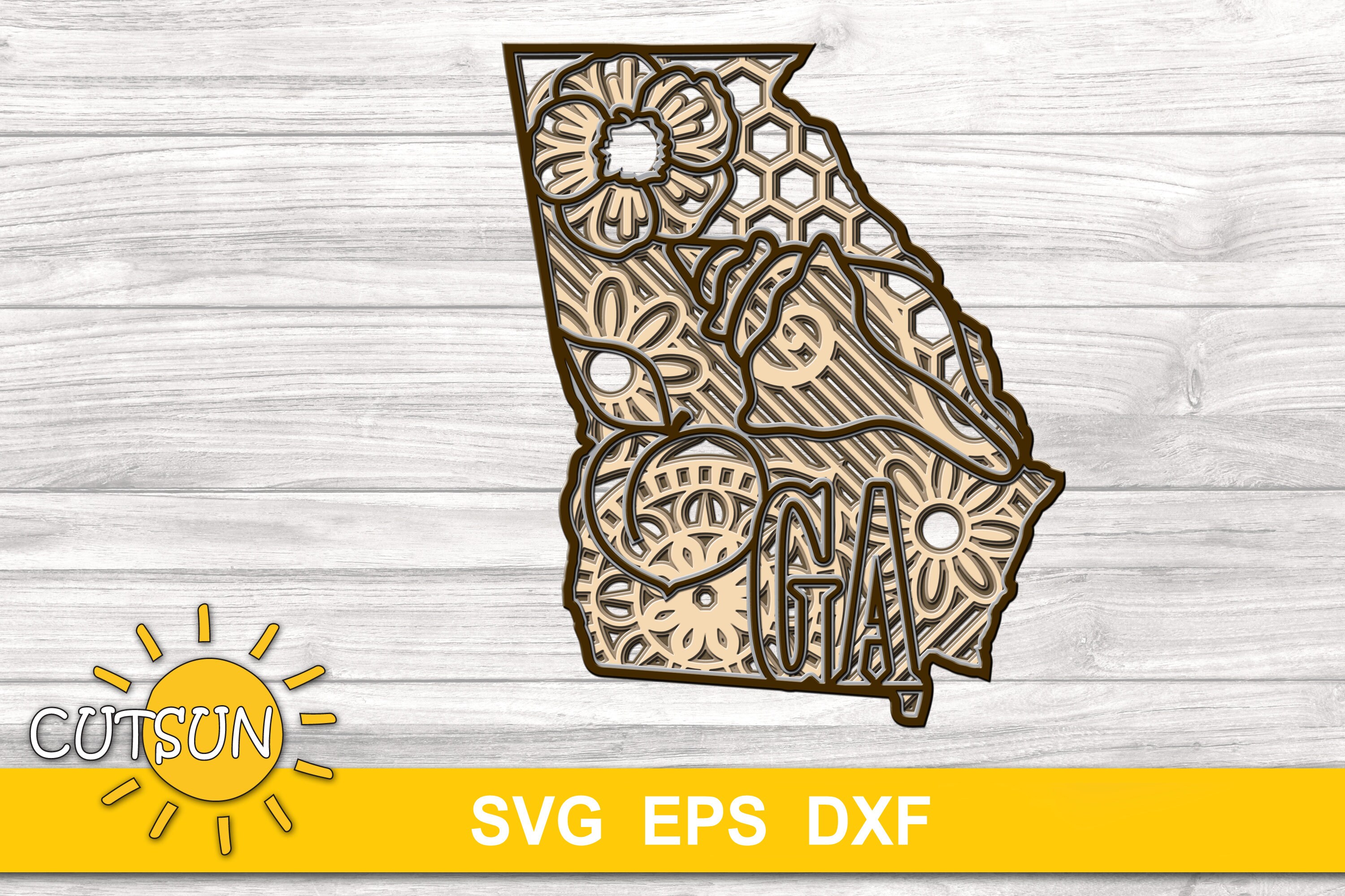 Layered 3D Mandala Georgia State SVG 5 Layers 3D Layered DXF - Etsy