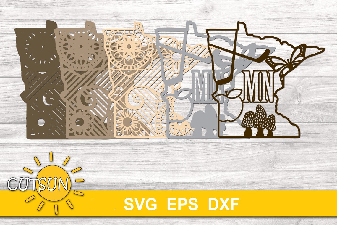 Layered 3D Mandala Minnesota State SVG 5 Layers 3D Layered | Etsy