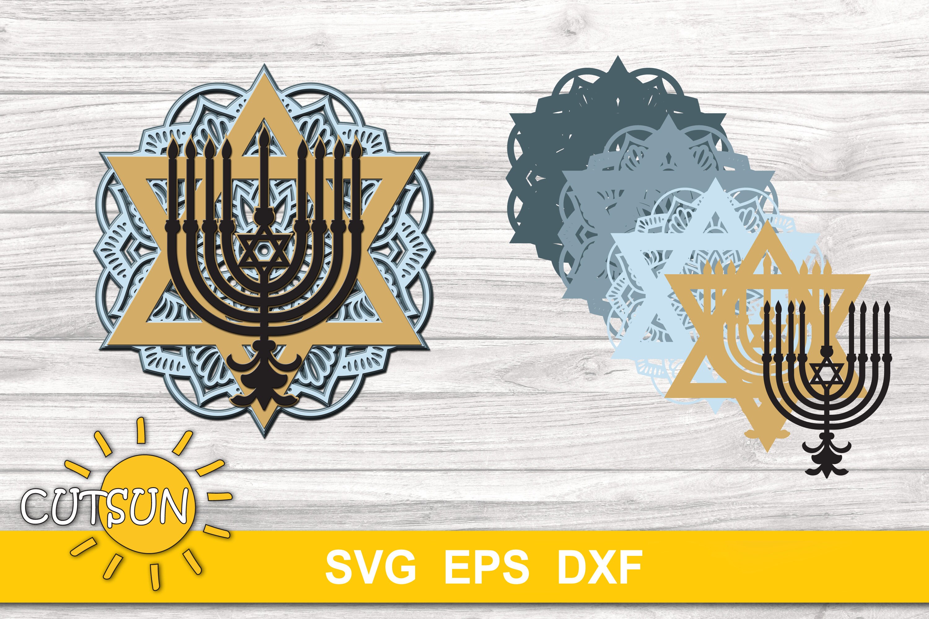 3D Layered Mandala Menorah SVG 5 Layers Cut File | Glowforge Svg - Etsy