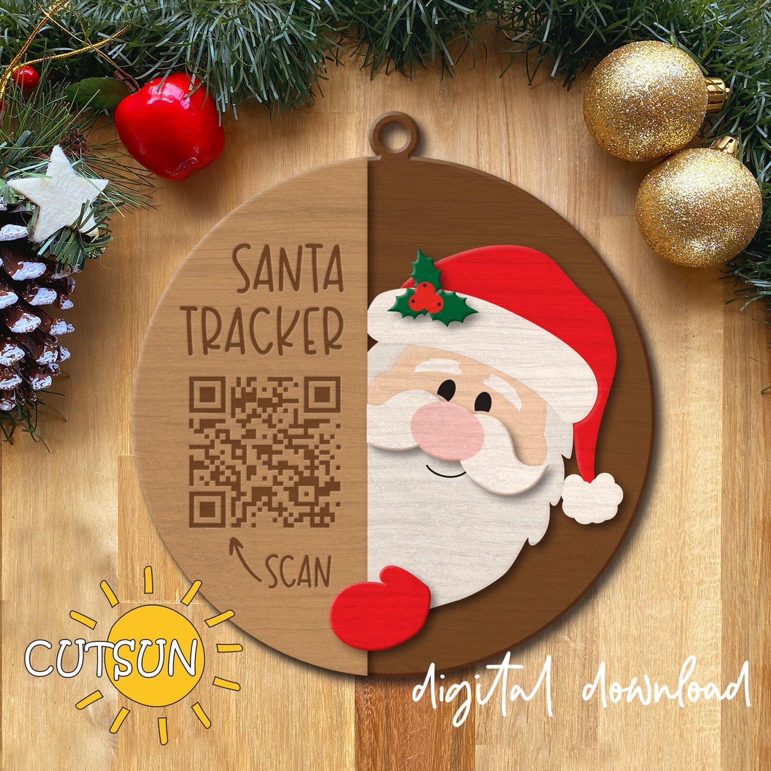 Santa Tracker Christmas Ornament SVG | Holiday Ornament | Laser Cut ...