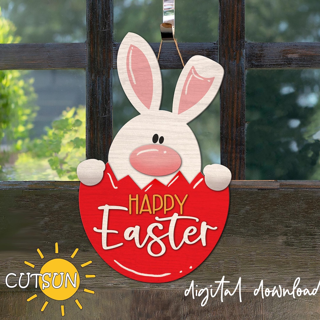 Easter Door Hanger SVG Easter Bunny Door Hanger Easter Front Door Decor ...