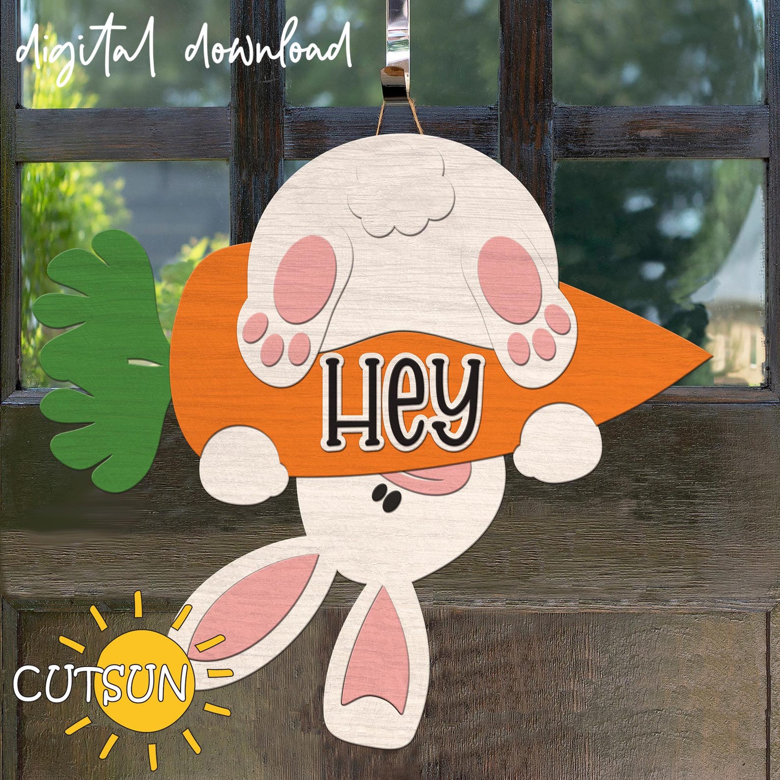 Easter Bunny Door Hanger SVG | Upside Down Bunny, Welcome Sign (laser ...