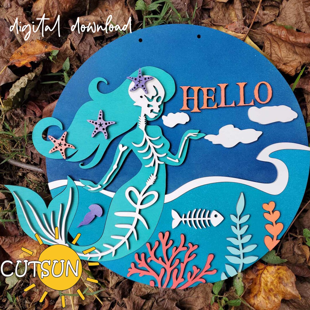 Spooky Mermaid Door Sign SVG | Halloween Door Hanger SVG Laser Cut ...