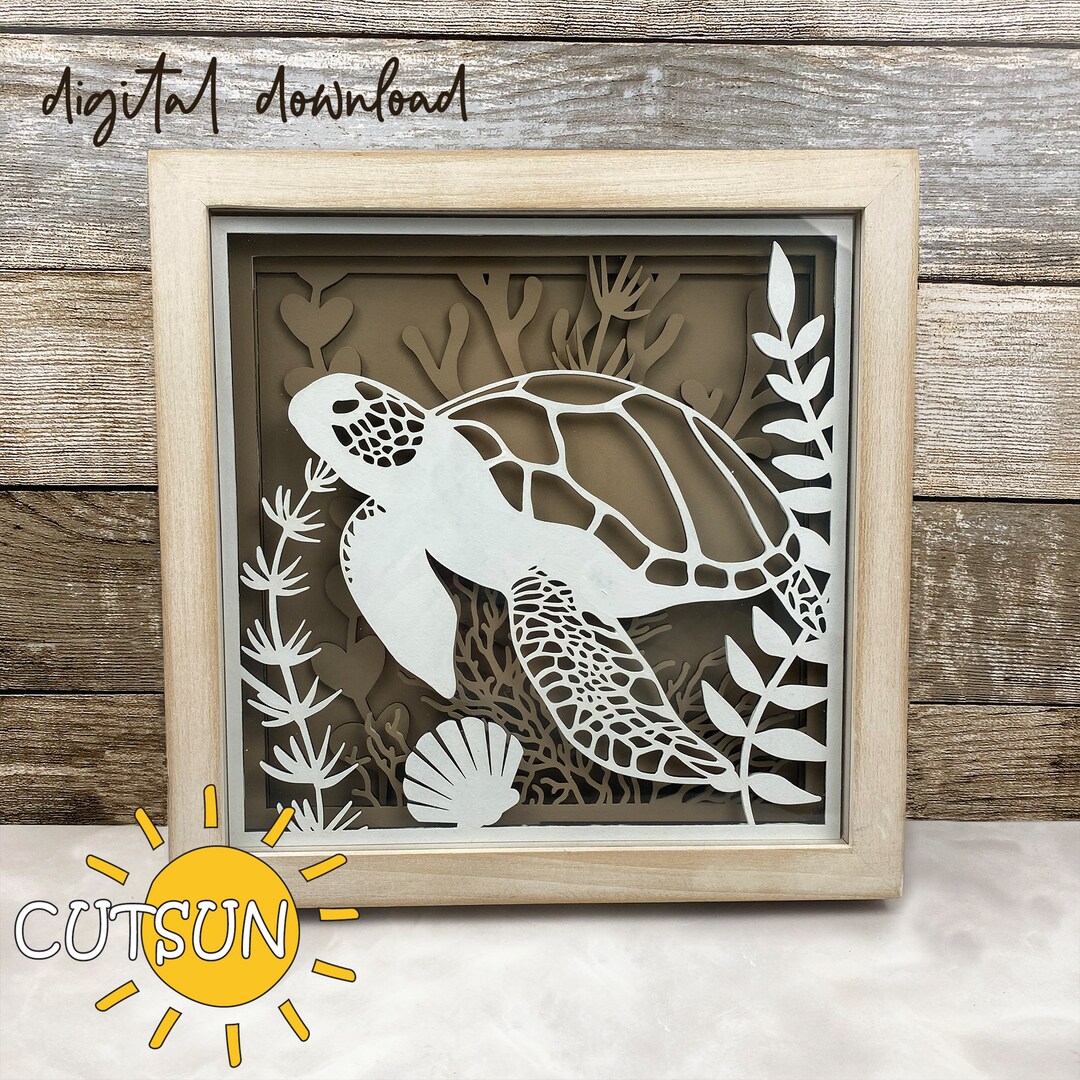 Sea Turtle Shadow Box SVG | Ocean Wall Art for Beach House Decor ...