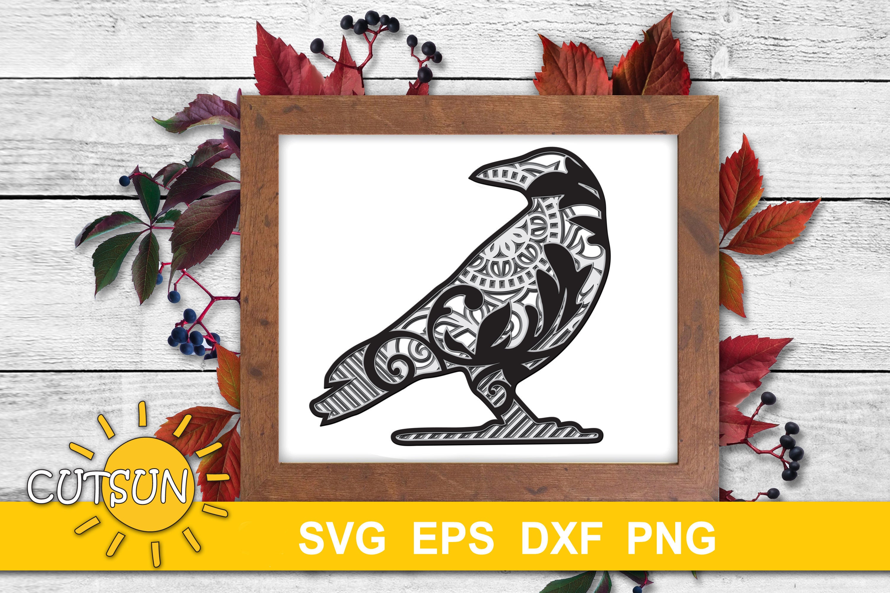 3D Raven Layered Mandala SVG File Halloween Layered SVG Cut - Etsy