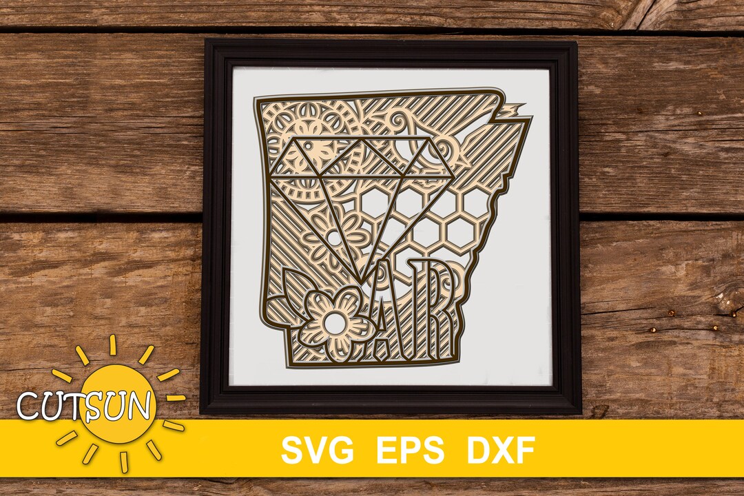 Layered 3D Mandala Arkansas State SVG 5 Layers | 3D Layered DXF Laser ...