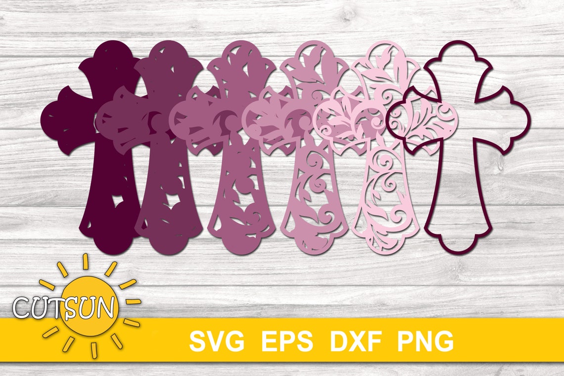 3D Layered Cross SVG 3 | Multilayered Cross Floral SVG | Glowforge Svg ...