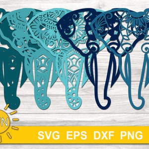3D Layered Mandala Elephant Head SVG 5 Layers Cut File | Glowforge Svg ...
