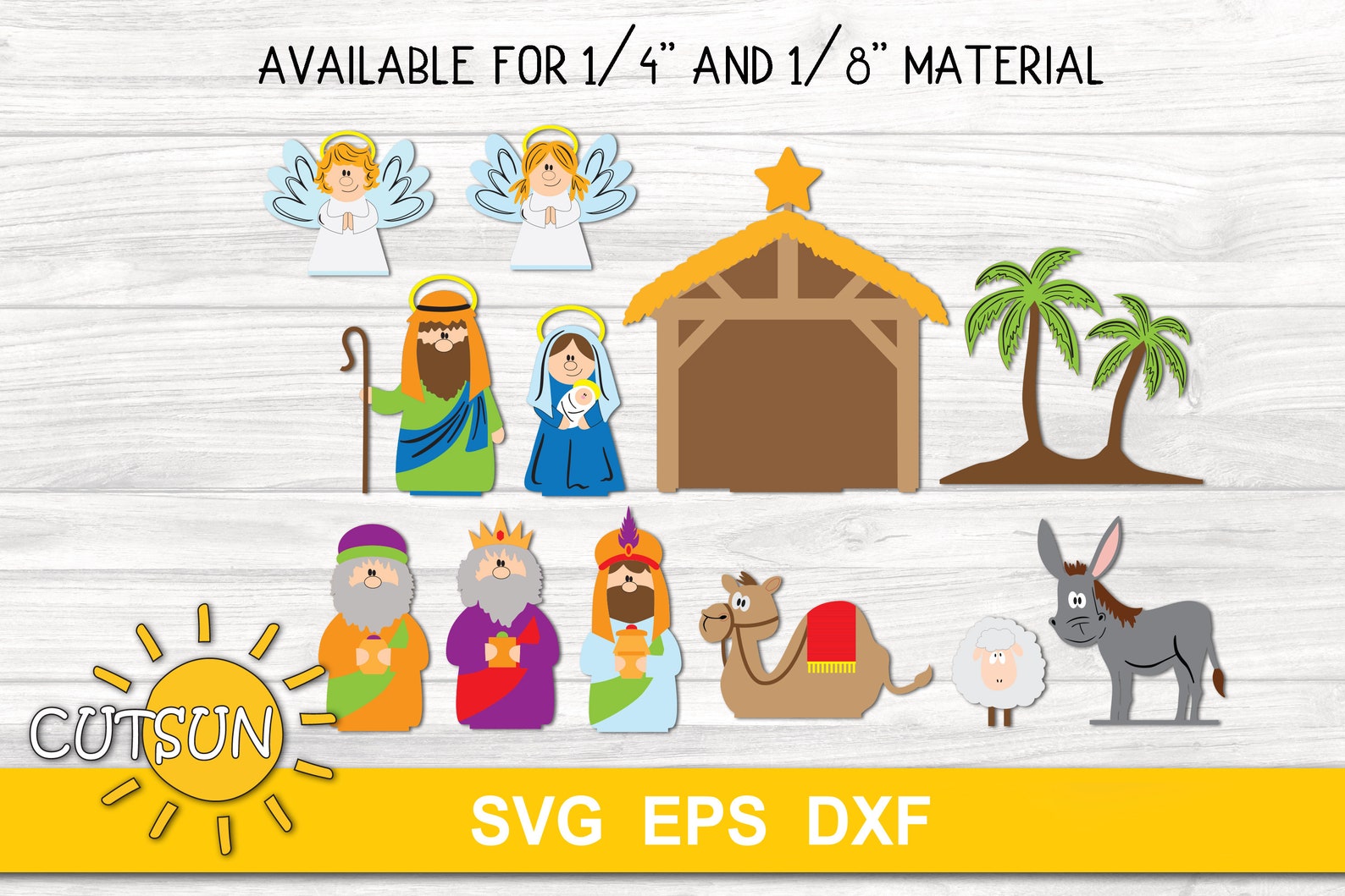 Nativity Scene Shelf Sitters SVG | Cute Christmas Shelf Decor | Laser ...