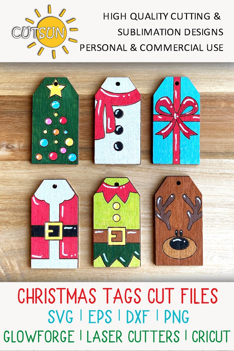 Christmas Tags SVG Bundle | Cute Christmas Gift Tags | Laser Cut File ...