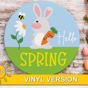 Hello Spring Door Hanger Svg Easter Bunny Welcome Sign Svg Daisy Svg ...